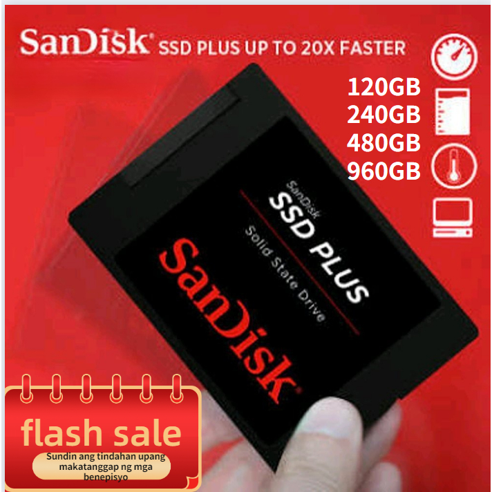【จัดส่งตลอด 24 】SanDisk SSD PLUS 3D NAND 2.5" SATA Solid State Drive Max. 560MB/s ((120G/240G ...