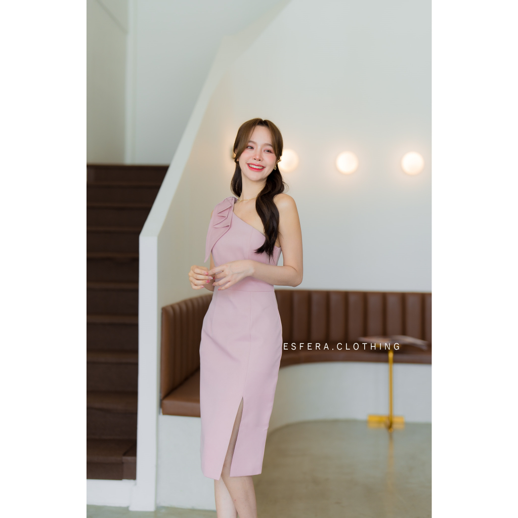 เดรสออกงาน DR075-1 Scarlet Pink Dress ( ชมพูกะปิ ) | Shopee Thailand