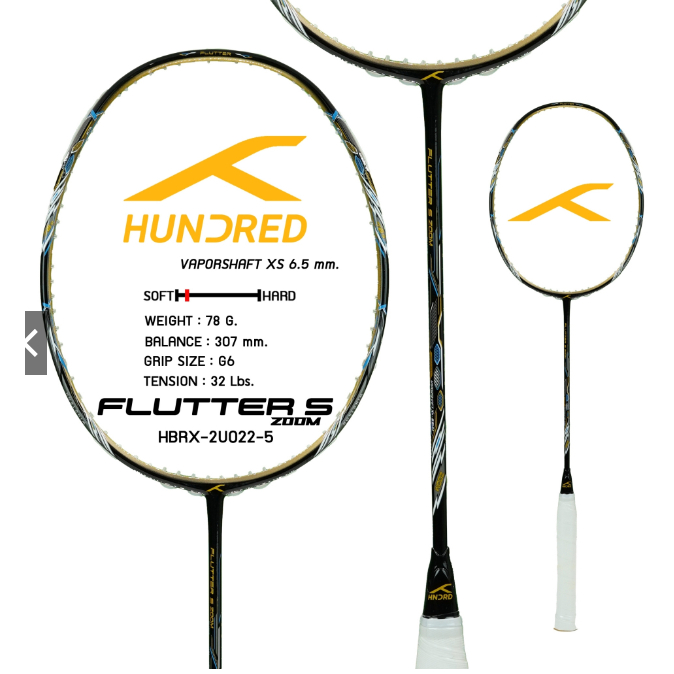 ไม้แบดมินตัน Hundred BADMINTON RACKET : FLUTTER S ZOOM | Shopee Thailand