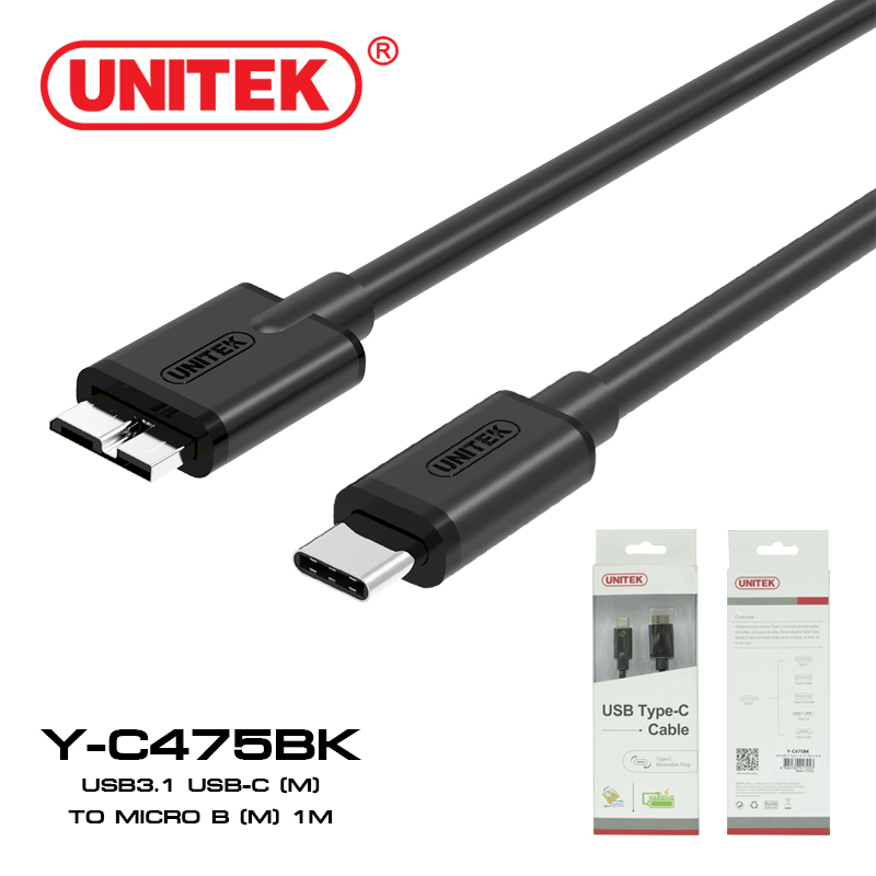 Unitek Cable USB Type-C To Micro B Y-C475BK | Shopee Thailand