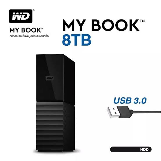 ⚡️0%WD My Book 8TB(WDBBGB0080HBK-SESN)(ฮาร์ดดิสก์)Western Digital External Hard Drive/ USB 3.0 ...