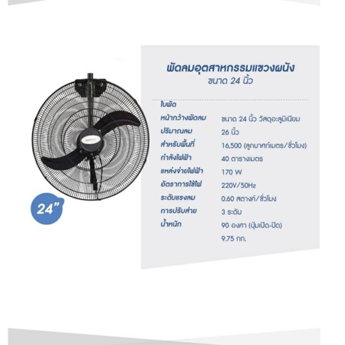 พัดลม Masterkool รุ่น CTW-24S พัดลมแบบแขวนผนัง ขนาด 24 นิ้ว พัดลมแขวน 24 นิ้ว รับประกัน 1 ปี ...