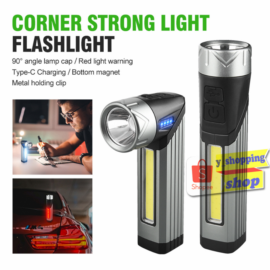 ไฟฉายพกพาทำงาน 90° FOLD flashlightแรงสูง สามารถปรับได้7โหมด มีแม่เหล็ก ...
