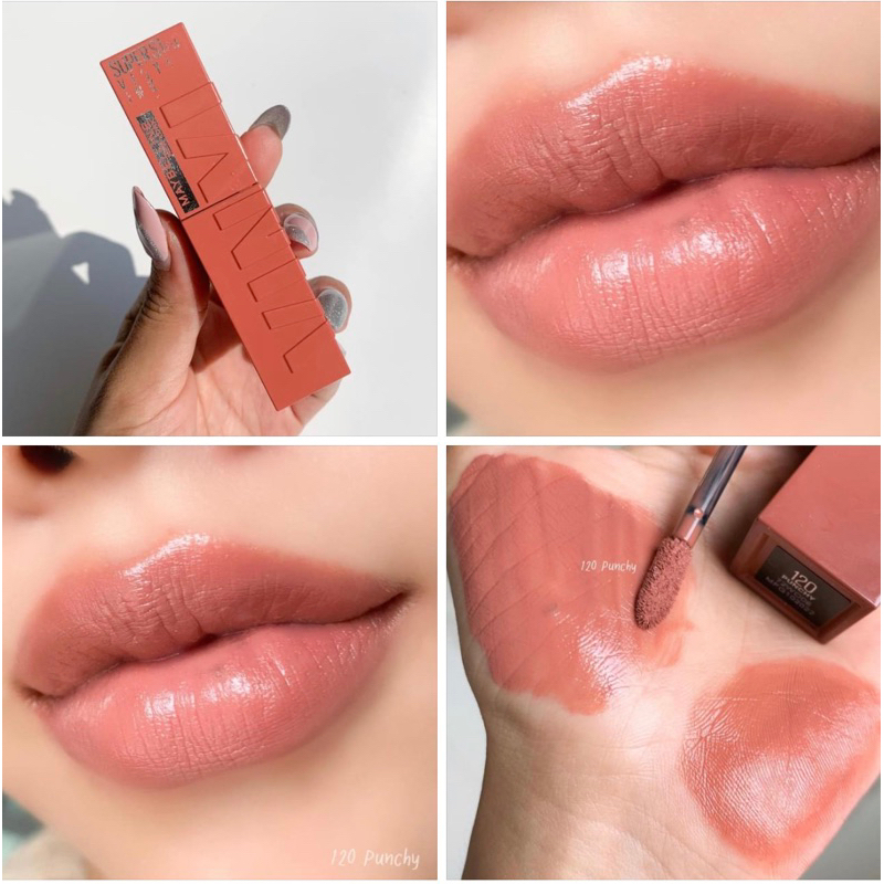 Maybelline Superstay Vinyl Ink เบอร์ 120 Punchy สีนู้ดสายฝอ เนื้อลิปฉ่ำ ...