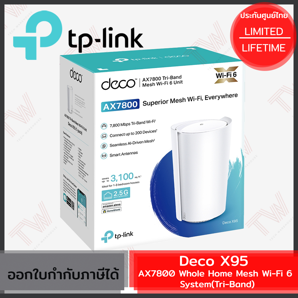 TP-Link Deco X95(1-Pack) AX7800 Whole Home Mesh Wi-Fi 6 System(Tri-Band ...