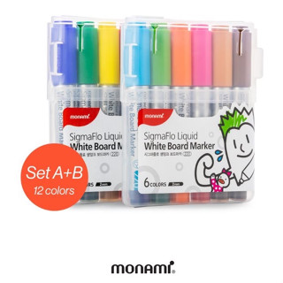 ปากกาไวท์บอร์ด โมนามิ #220 SET 6 /12 สี Monami SigmaFlo Liquid WHITE ...