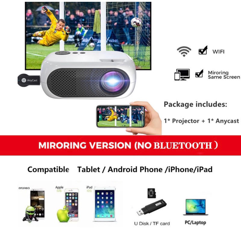 โปรเจคเตอร์ XIDU Mini Projector รองรับ1080P Full HD Native 480P LED ...