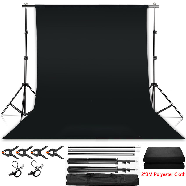 Background Support System Kit With 2X3M Green Screen Backdrop For Photo ...
