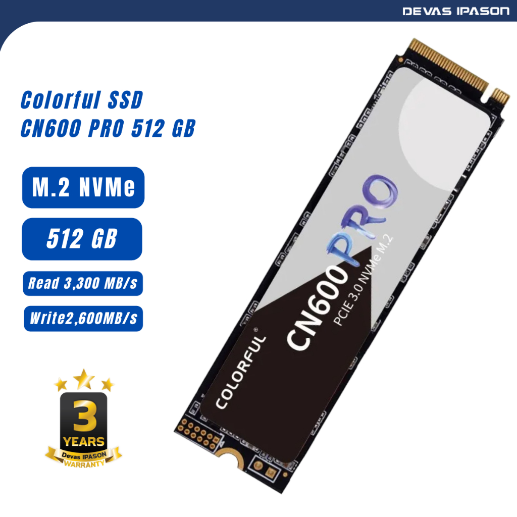 Colorful SSD รุ่น CN600 PRO ขนาด 512 GB (M.2 NVMe 3300/2600 MB/s) รับ ...