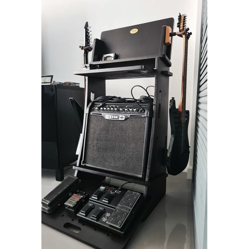 Guitar Practice Station ชุดวางอุปกรณ์กีต้าร์ แอมป์ และแผงเอฟเฟค ...