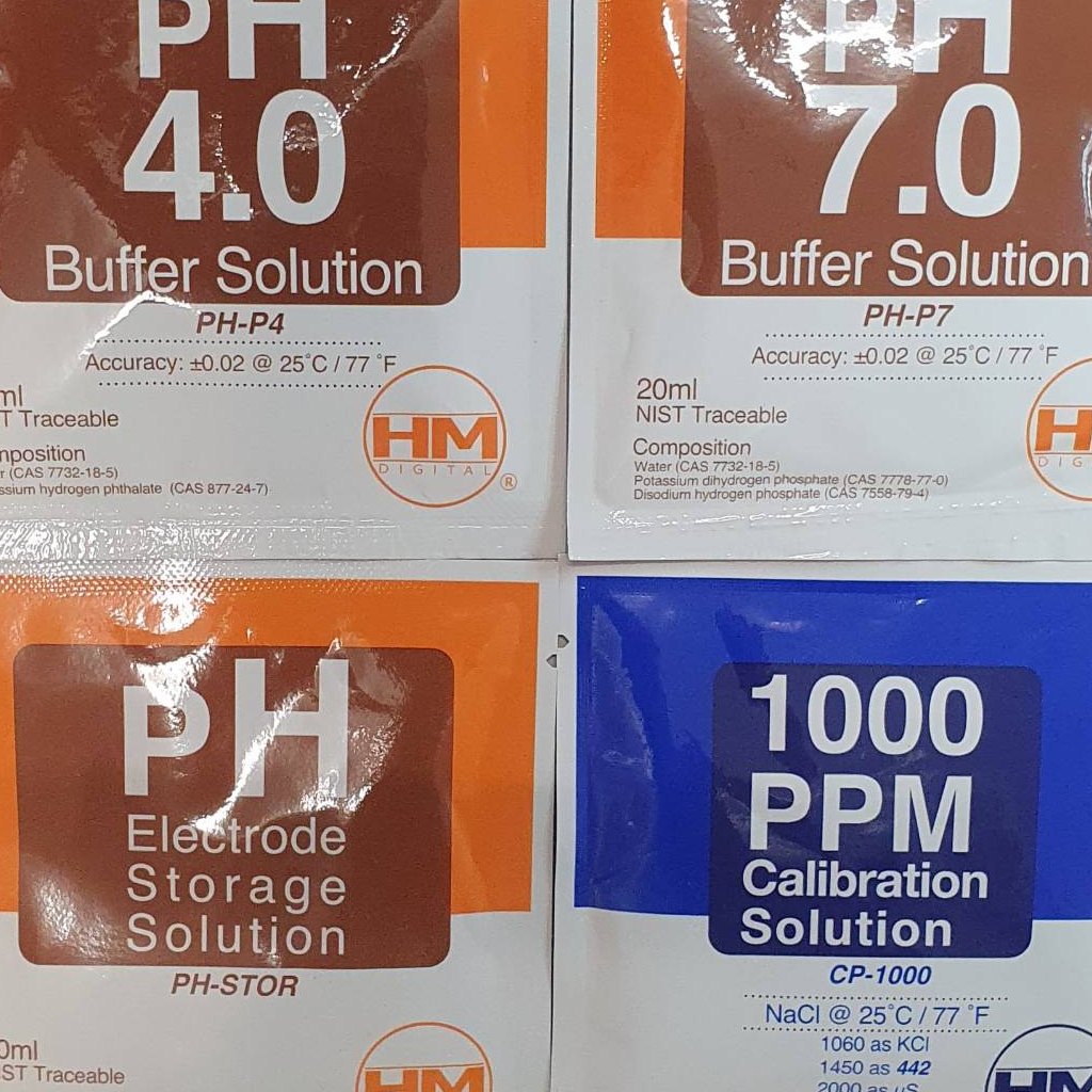 น้ำยาคาลิเบรท HM Digital Assorted Solutions pH 4.0, pH 7.0, pH Electrode Storage Solution, ppm ...