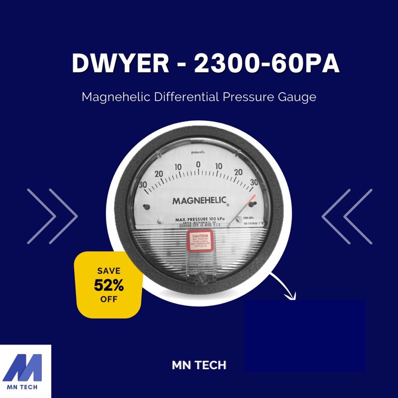 Dwyer - 2300-60PA เพรสเชอร์เกจ วัดแรงดันห้องแยกโรค (Magnehelic Differential Pressure Gauge ...