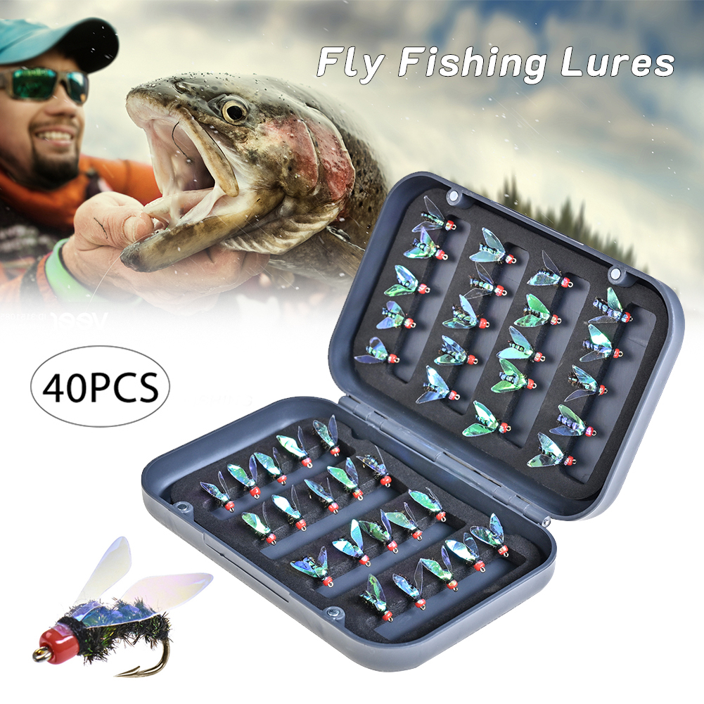 40 ชิ้น/กล่อง Fly Fishing Lure Scud Fly Bug หนอนปลาเทราท์ตกปลาแมลงวัน ...