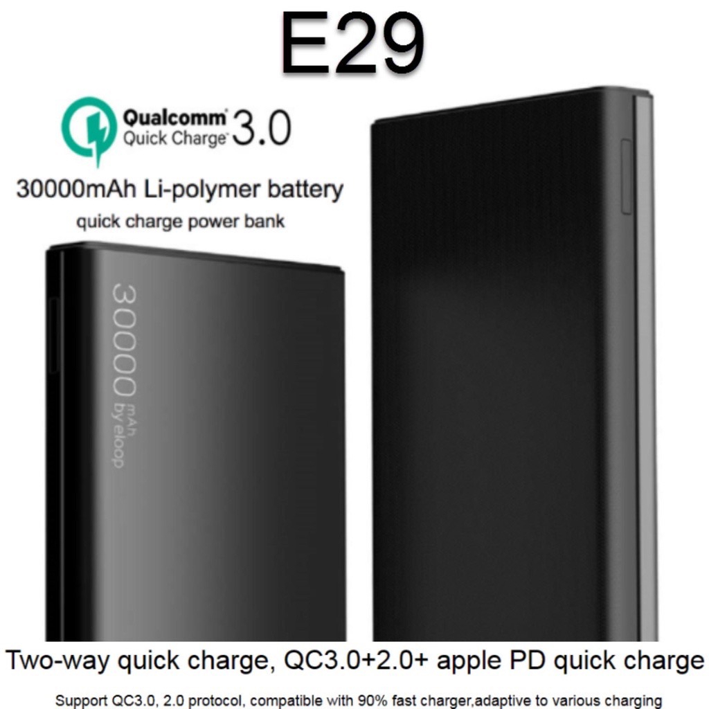 [รับประกัน 1 ปี] Eloop E29 แบตสำรอง 30000mAh QC3.0 PD 18W ชาร์จเร็ว Power Bank Fast Quick Charge ...