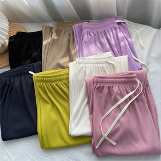 YY03 (พร้อมส่ง) กางเกงขายาวผู้หญิง แฟชั่น ทรงหลวมเอวสูง กางเกงขากว้าง ...