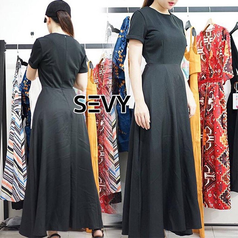 💯Sale Sevyเดรสยาว สีดำ ผ้ามีน้ำหนักทิ้งตัว | Shopee Thailand