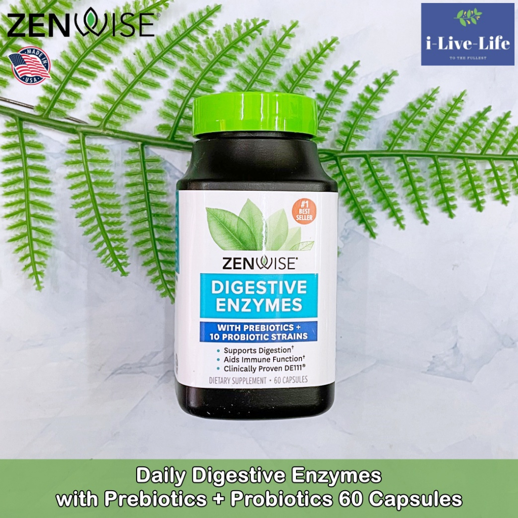 Daily Digestive Enzymes with Prebiotics + Probiotics 60 Capsules ...