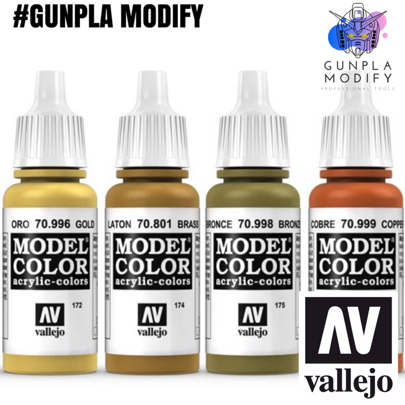 Vallejo Model Color สีอะคริลิคสูตรน้ำ Gold, Brass, Bronze, Copper ...