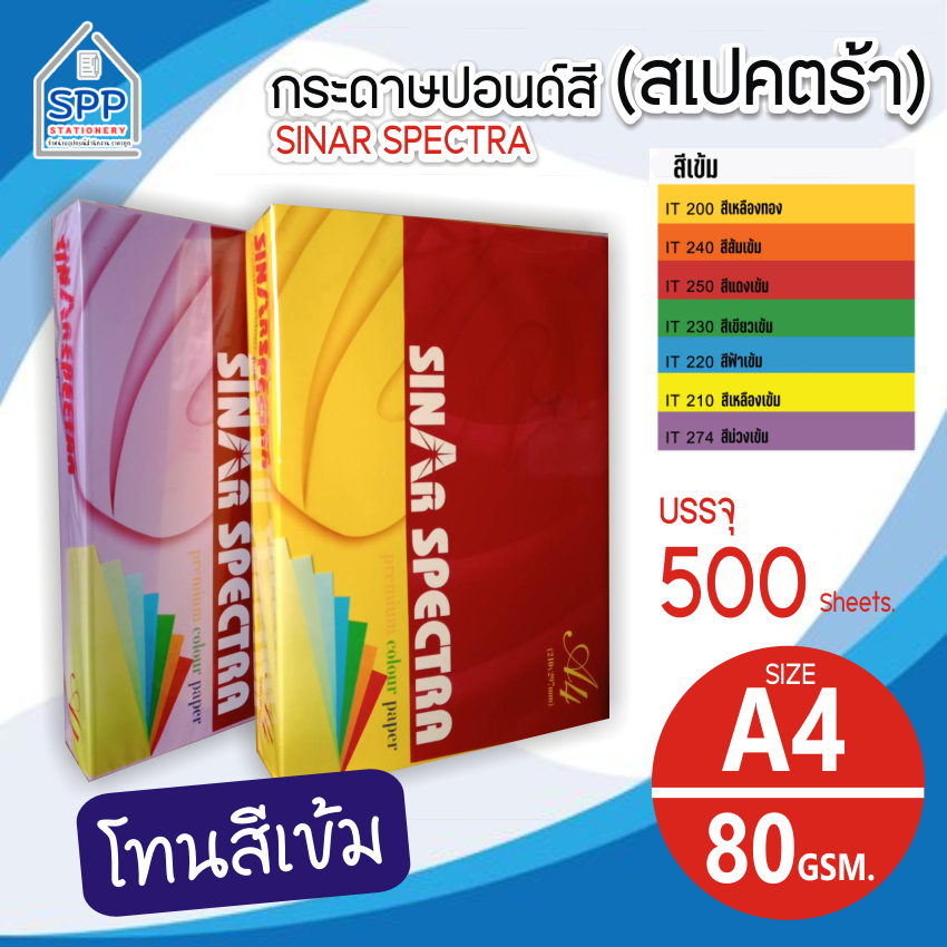 [EASY E-Receipt] กระดาษสีถ่ายเอกสาร ปอนด์สี SINAR SPECTRA-500 แผ่น ตรา ...