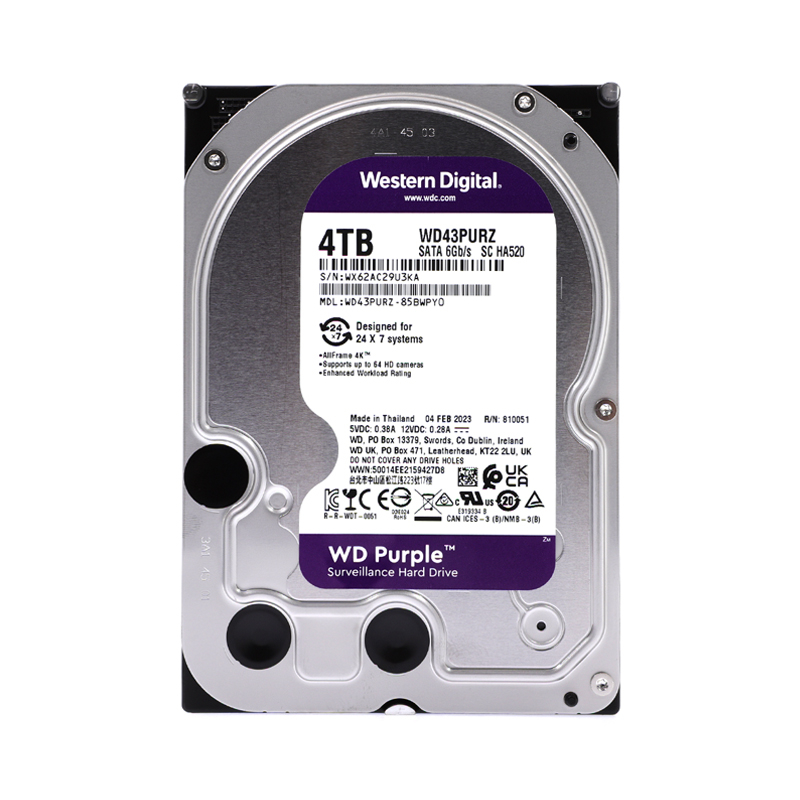 WD 4 TB HDD CCTV PURPLE (5400RPM, 256MB, SATA-3,WD43PURZ) - A0150681 ...