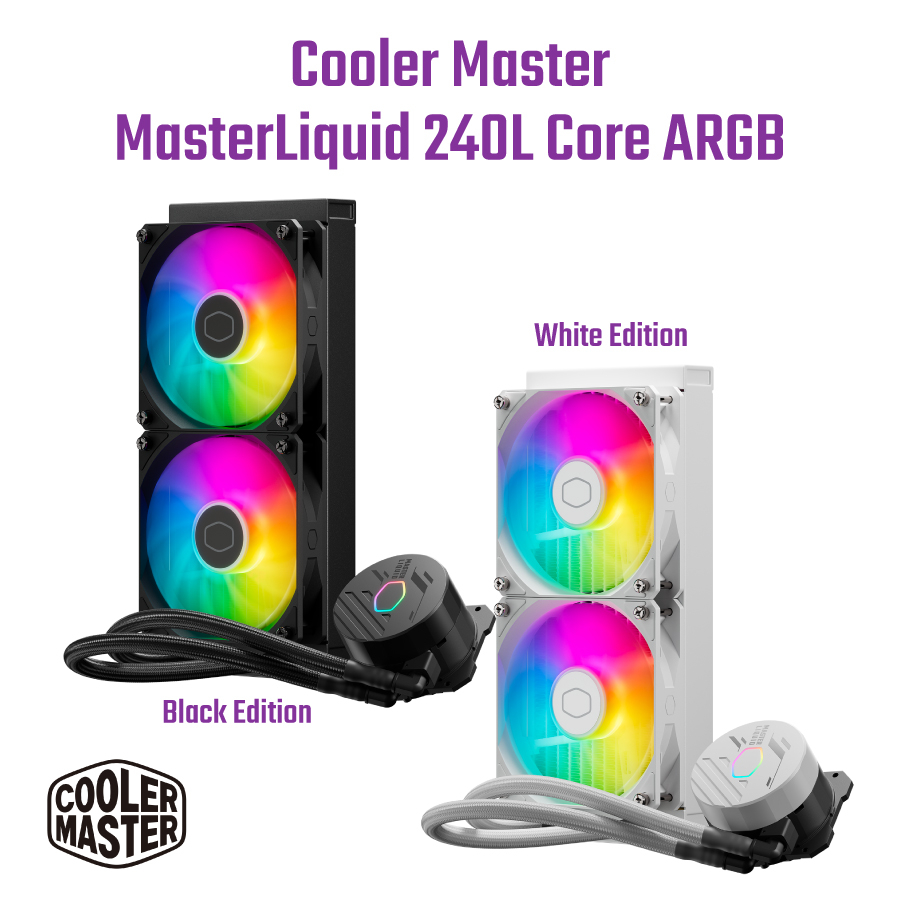 Cooler Master MasterLiquid 240L Core ARGB All In One Liquid CPU Cooler ...