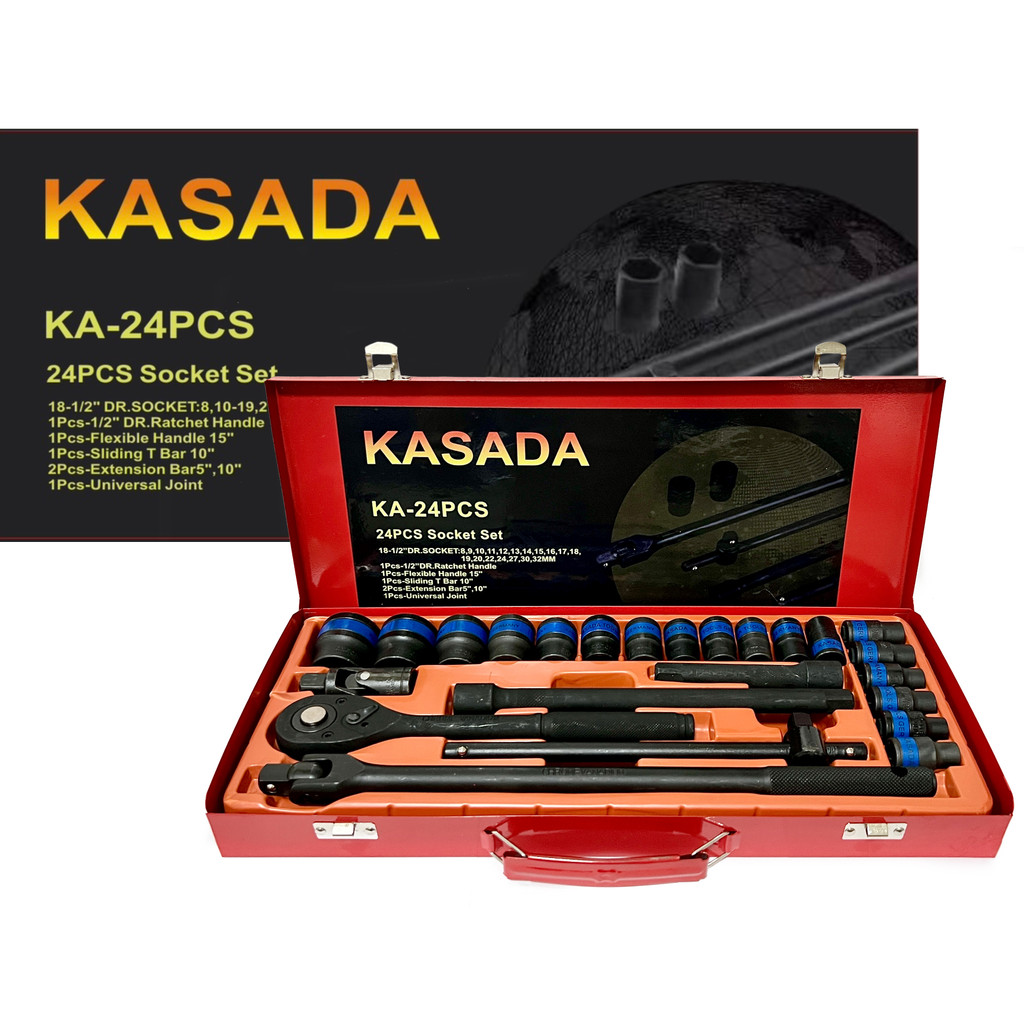 KSD ชุดบล็อก 24ชิ้น บล็อกชุด 4หุน ขนาด1/2" GREMANY | Shopee Thailand