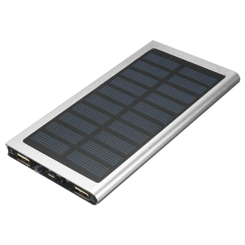 Solar Power Bank Fast Charger LED Ultra Thin Slim Aluminum Alloy ...