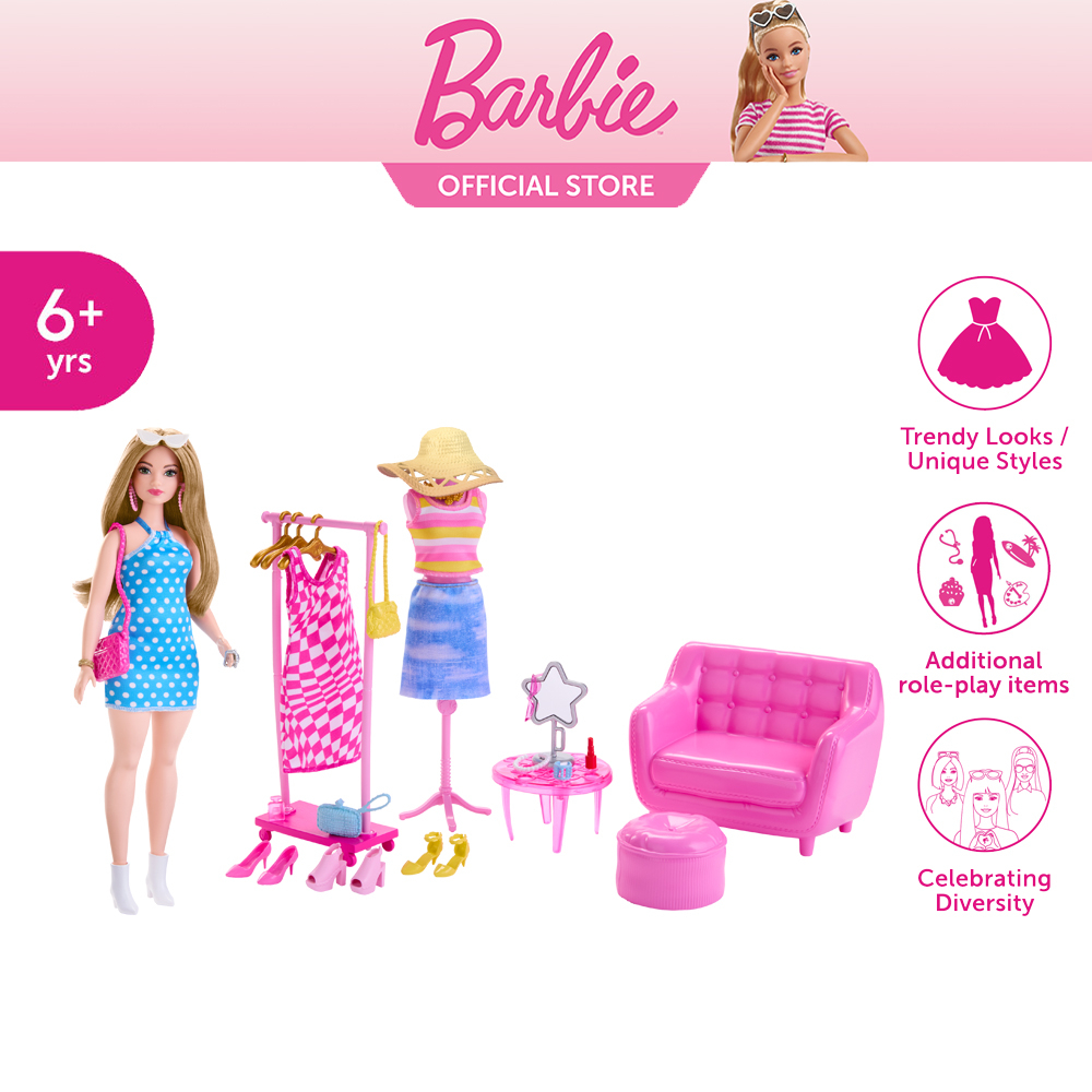 [BBTM] Barbie Doll and fashion set with closet accessories ตุ๊กตาบาร์ ...