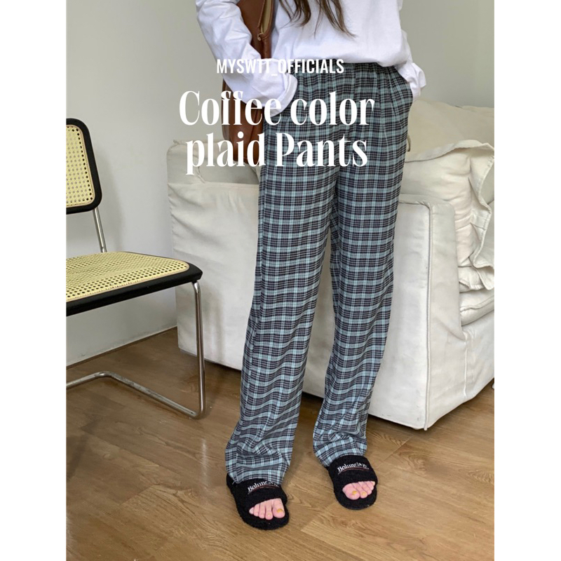 MYSWTT - Coffee color plaid pants | Shopee Thailand