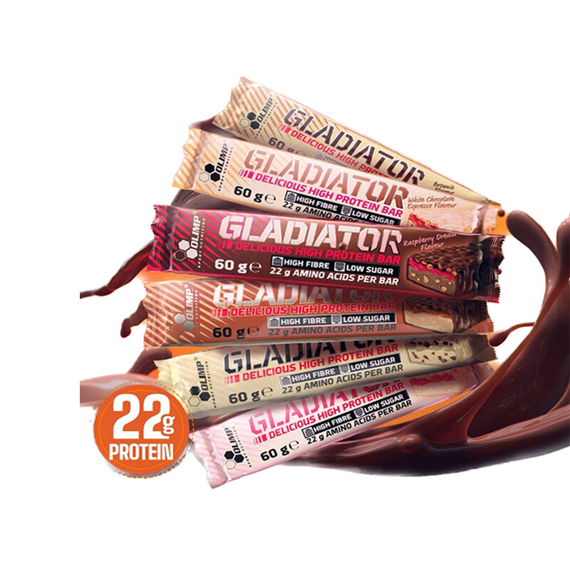 Olimp Gladiator Protein Bar - 60g จำนวน 5 แท่ง ขนมโปรตีนอัดแท่งแสนอร่อย ...