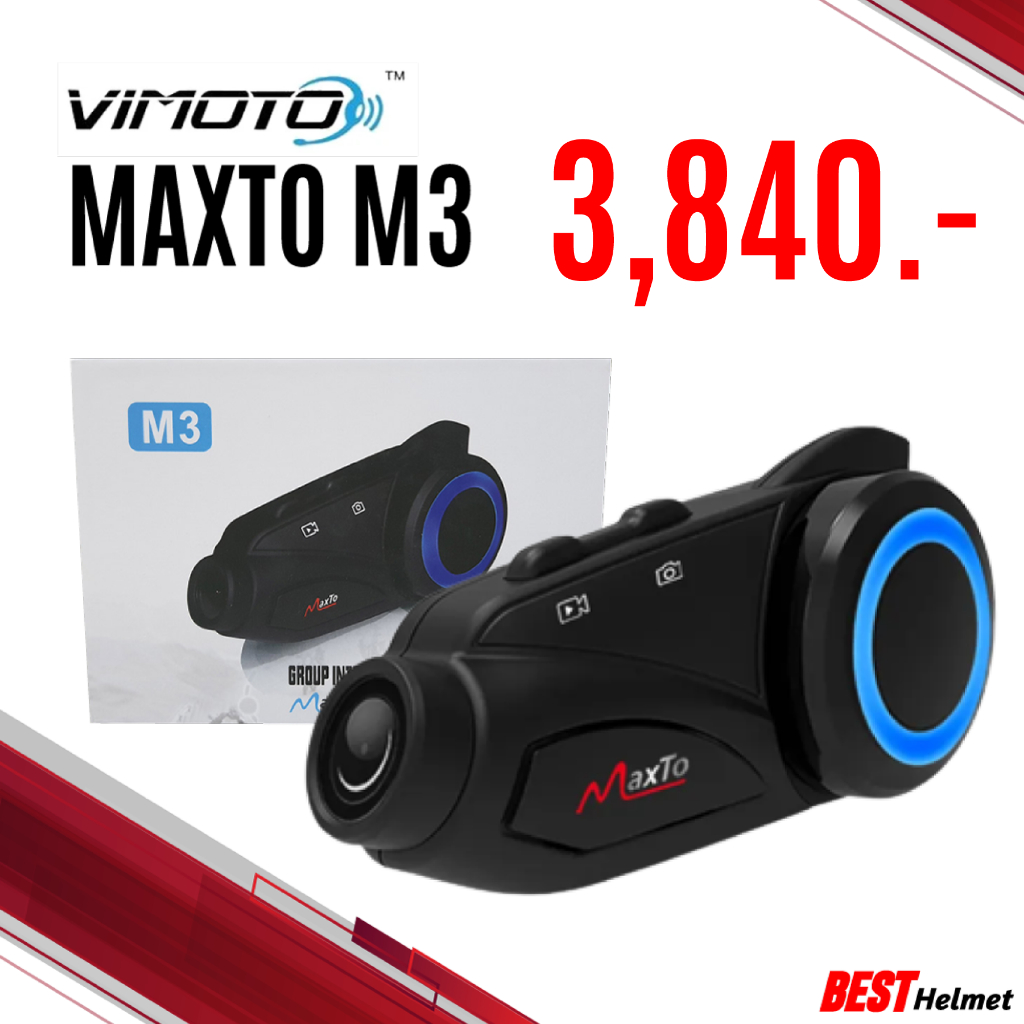 บลูทูธติดหมวกกันน็อค Maxto M3 จาก Vimoto | Shopee Thailand
