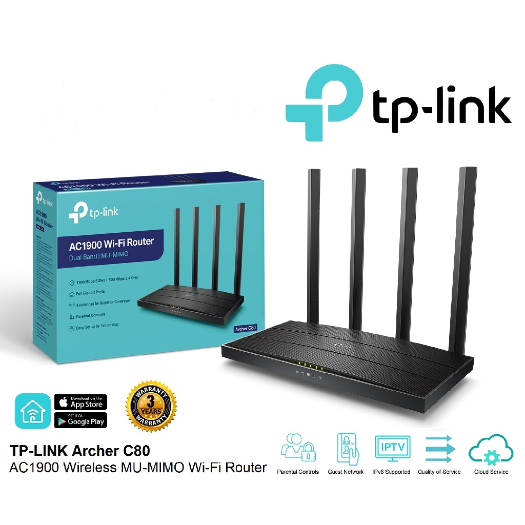 TP-LINK (Archer C80) Router Wireless AC1900 Dual Band Gigabit เราเตอร์ ...