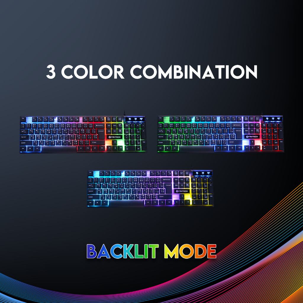 คีย์บอร์ดมีไฟ Fantech K514 SHIKARI Membrane Gaming Keyboard คีย์บอร์ด ...