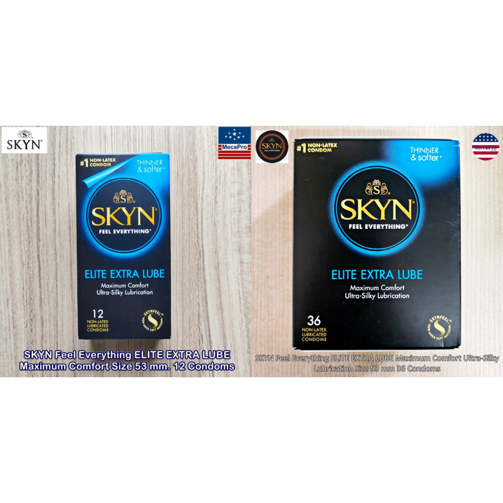 Lifestyles® SKYN Feel Everything ELITE EXTRA LUBE Maximum Comfort Size 53 mm. ถุงยางอนามัย คอน ...