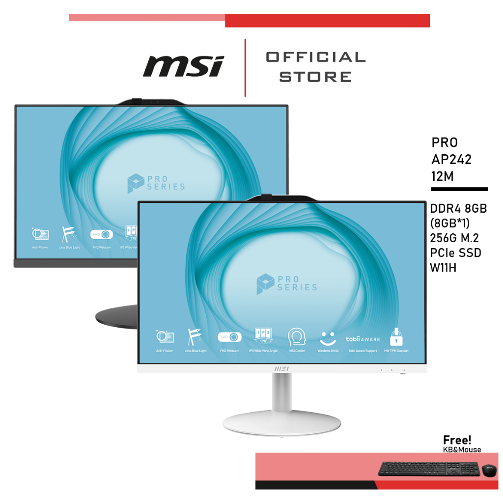 MSI All-in-One PRO AP242 12M-414TH (ICT)สีดำ / PRO AP242 12M-415TH (ICT)สีขาว (คอมพิวเตอร์ออลอิน ...