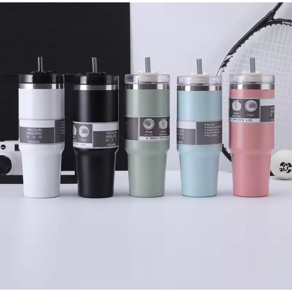 แก้วเก็บอุณหภูมิ 30Oz/890ml เก็บความเย็น-ความร้อนได้ดี สแตนเลสแท้ ทรงสูง | Shopee Thailand