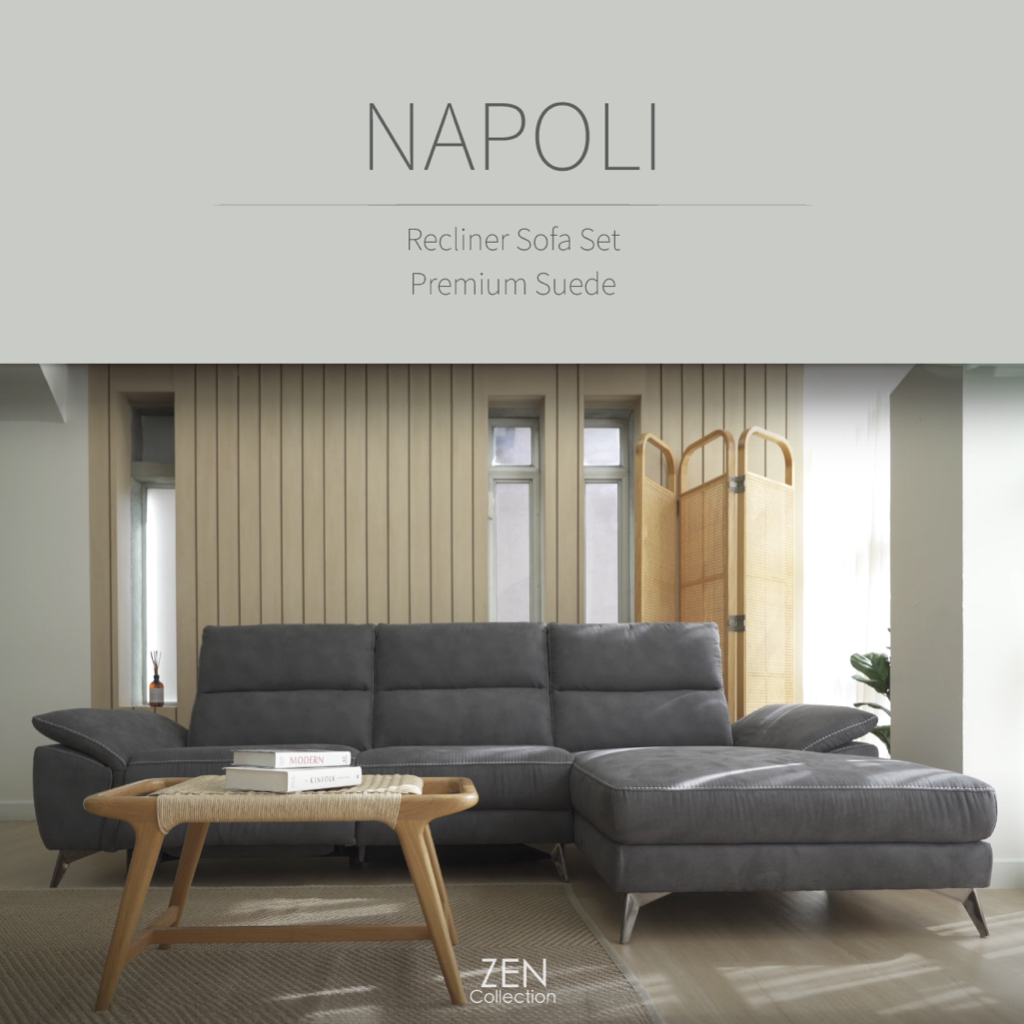 ZEN Collection Recliner Sofa Set รุ่น NAPOLI โซฟา แอลเชพ ปรับนอนไฟฟ้า 3 ...
