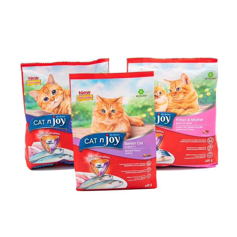 อาหารแมว cat n joy ขนาด 400 กรัม 1 ถุง รสชาติต่างๆ | Shopee Thailand