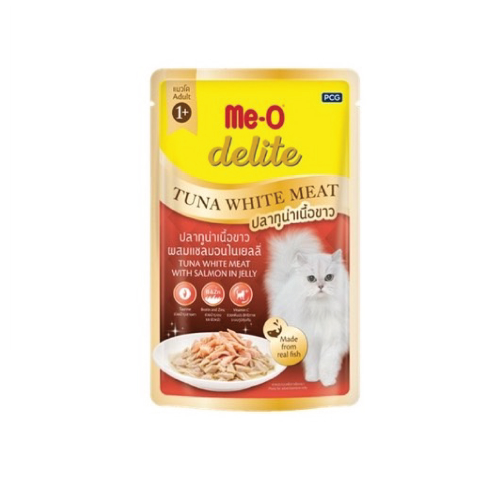 (ยกกล่อง12ชิ้น) Meo delite มีโอ ดีไลท์ สูตรปลาเนื้อขาว เพ้าซ์ อาหาร ...
