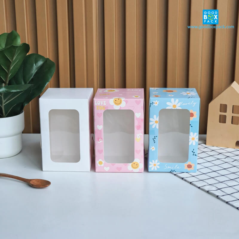 Goodboxpack กล่องเค้กชิ้นทรงสูง (แพ็คละ 20 ใบ) มีหน้าต่าง 2 แบบ | Shopee Thailand