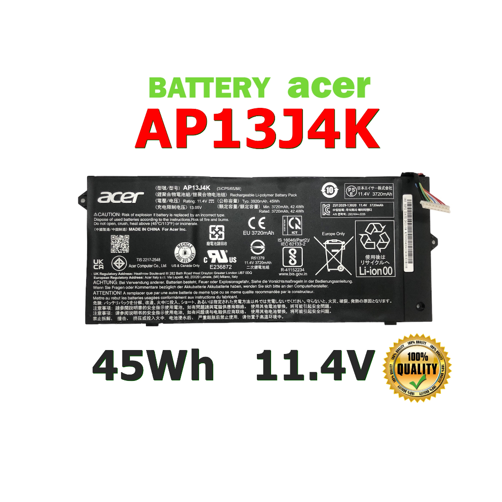ACER แบตเตอรี่ AP13J4K ของแท้ (สำหรับ Chromebook 11.6 inch 11 C740 C720 ...