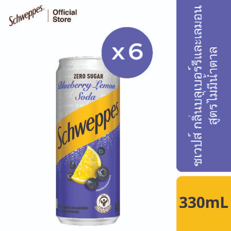 ชเวปส์ ซีโร่ บลูเบอร์รีเลมอน 330 มล. 6 กระป๋อง Schweppes Zero Sugar ...