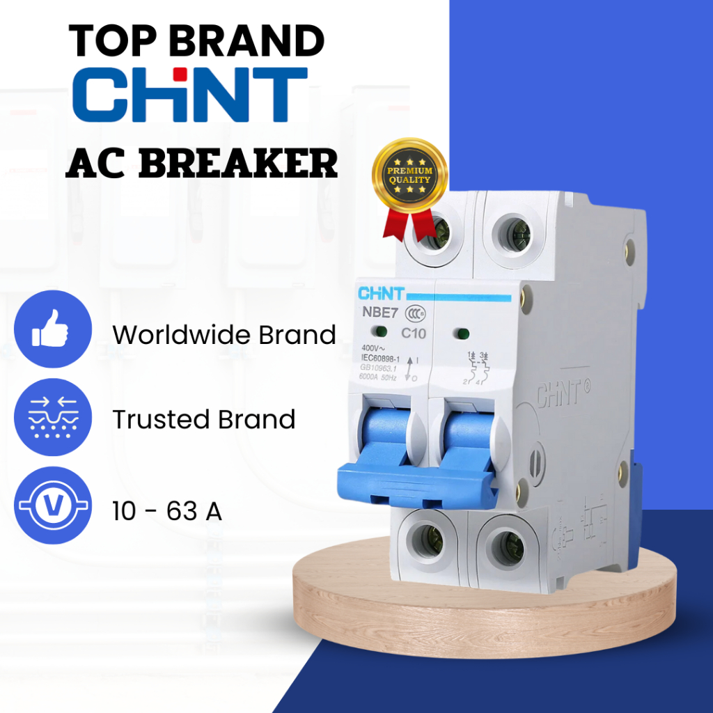 [แบรนด์อันดับ1] CHiNT เมนเบรกเกอร์สวิตซ์ NXB-63 MCB AC Main Breaker 2P 10A 16A 20A 32A 40A 50A ...