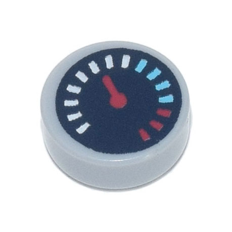 ชิ้นส่วนเลโก้ Lego Part Tile, Round 1 x 1 with Black Gauge ...Red Tick ...