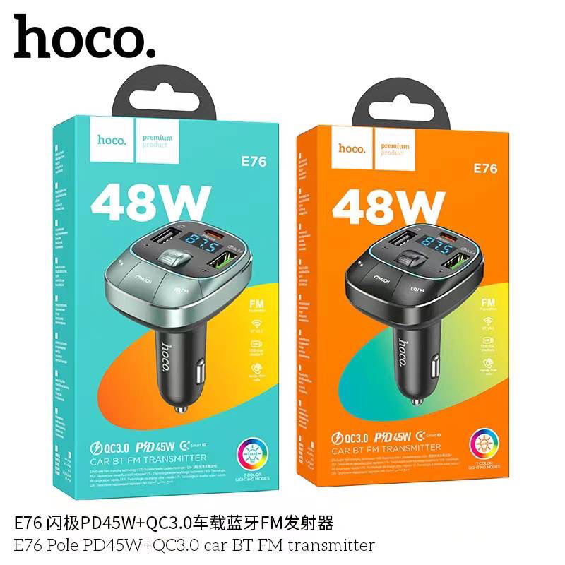 Hoco E76 Car Bluetooth FM Transmitter Charger QC3.0 PD 48W เชื่อมต่อ ...