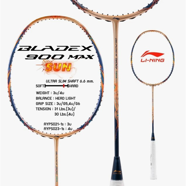 🌞 Li-Ning BladeX 900 Max (Sun)🏸ไม้แบดน้ำหนักสมดุลสุดล้ำ💥ก้านบาง 6.6 มม⚡ ...