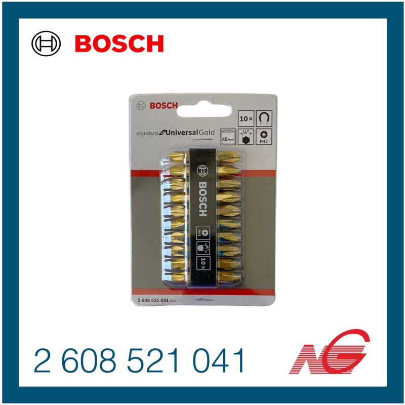 BOSCH บ๊อช ดอกไขควงลม PH2 2 x 45 mm. สีทอง 1ชุด/10ดอก 2608521041 ...
