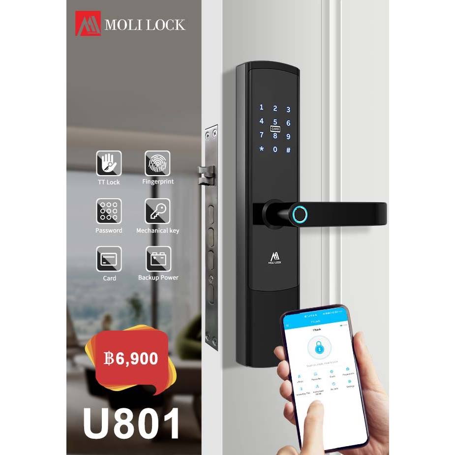 2025 Digital Door Lock รุ่นกันน้ำ ส่วนด้านนอก รุ่น U801 Application ใช้งานง่าย | Shopee Thailand