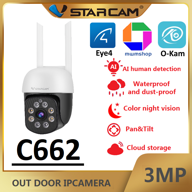 Vstarcam CS662 / C662 กล้องวงจรปิดไร้สาย Outdoor ความละเอียด 3MP(1296P) กล้องนอกบ้าน ภาพสี มีAI+ ...