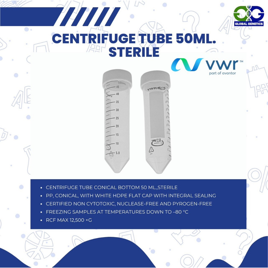 หลอดเซนติฟิวจ์ Conical Centrifuge Tube 50 ml, PP, Sterile, VWR | Shopee ...